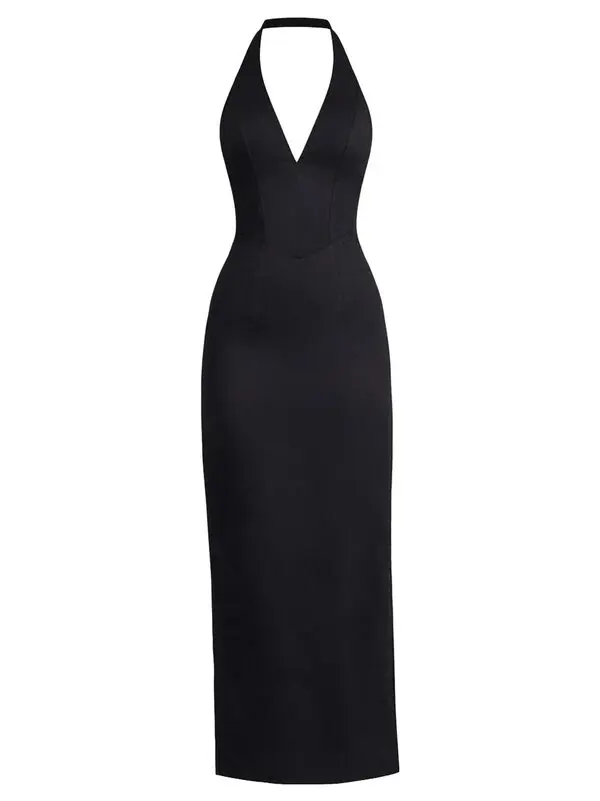ICON LEVA Isla Cotton Halter Corset Dress - Black