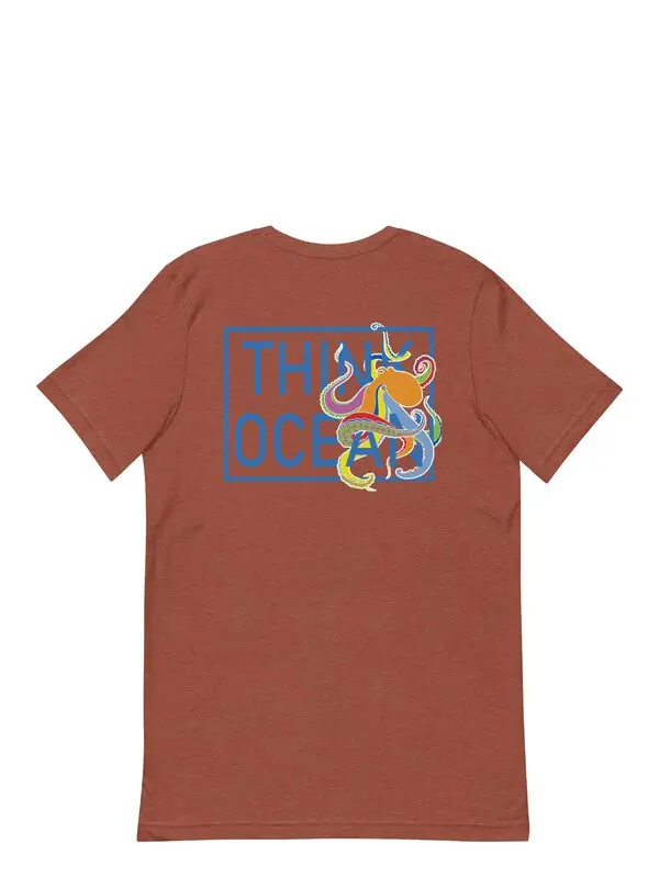 ANCHOR & CREW Clay Think Ocean Octopus Fluorescence Cotton Embroide T-shirt - Red