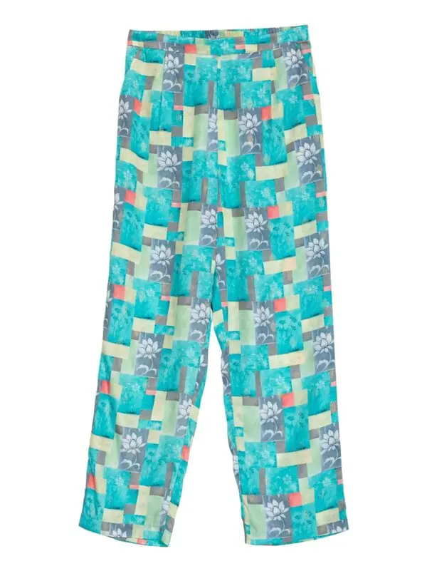 NIZA Flowing Trouser With Decorative Embroidery And Belt - Blue