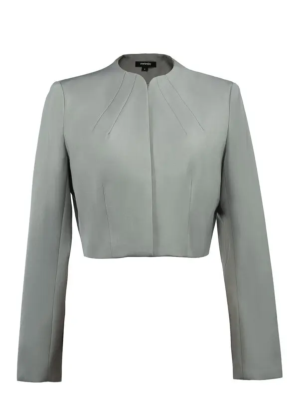 SMART AND JOY Crop Bolero Minimalist Blazer - Grey
