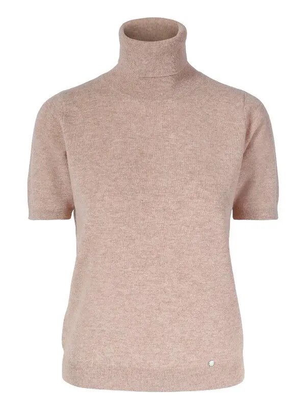 TIRILLM Neutrals "alexa" Short Sleeve Turtle Pullover Melange - Beige
