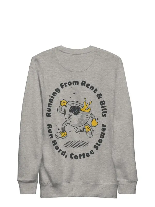 ANCHOR & CREW Heather Gustatory Coffee Over Bills Cotton Blend Embroidered Sweatshirt - Grey