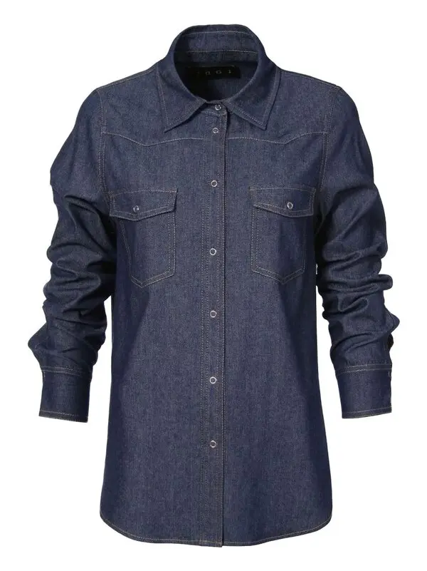 AGGI BY HALEWSKI Enid Denim Shirt - Blue