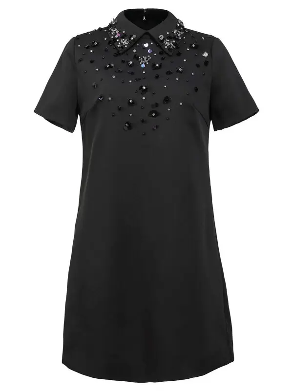 SMART AND JOY Beaded Straight Shirt Dress - Black