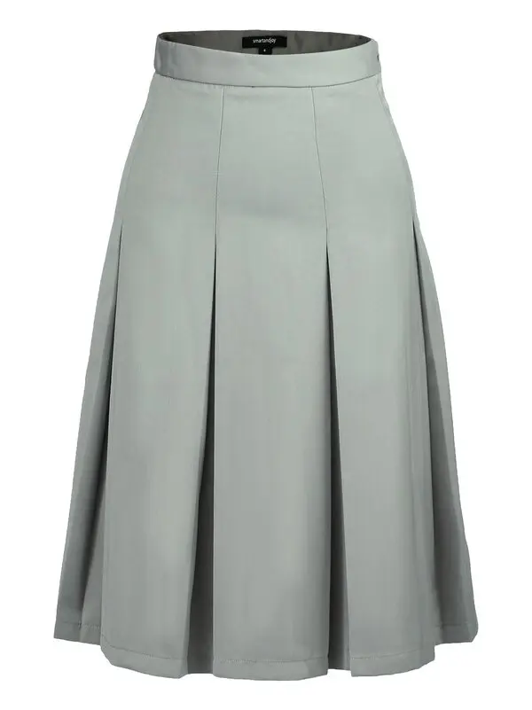 SMART AND JOY Flared Pleats Skirt - Grey