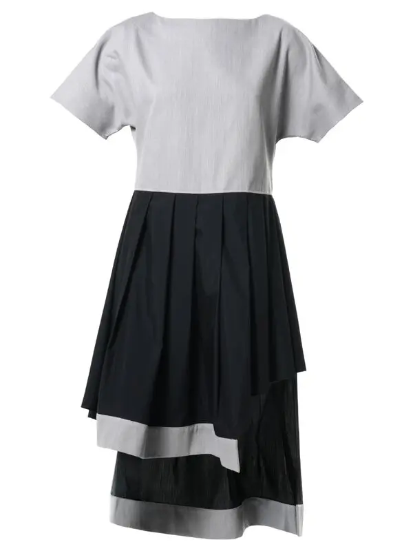 METAMORPHOZA Two-toned Asymmetrical Denim Tunic Dress - Grey