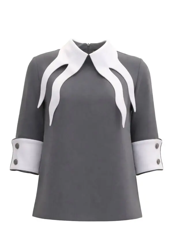 JULIA ALLERT Semi-formal Blouse With Double Contrasting Details - Grey