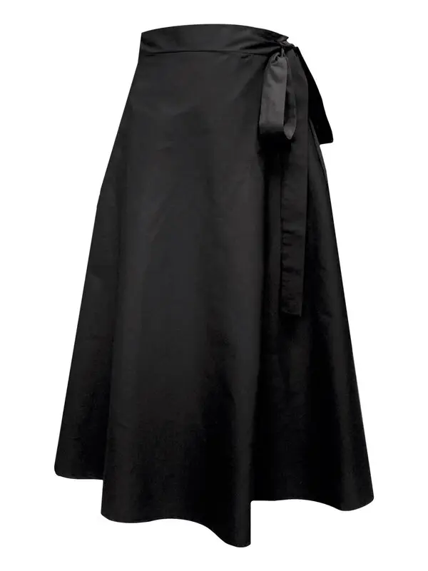 FROCK TALES Illusion Wrap Midi Skirt In With Pockets - Black