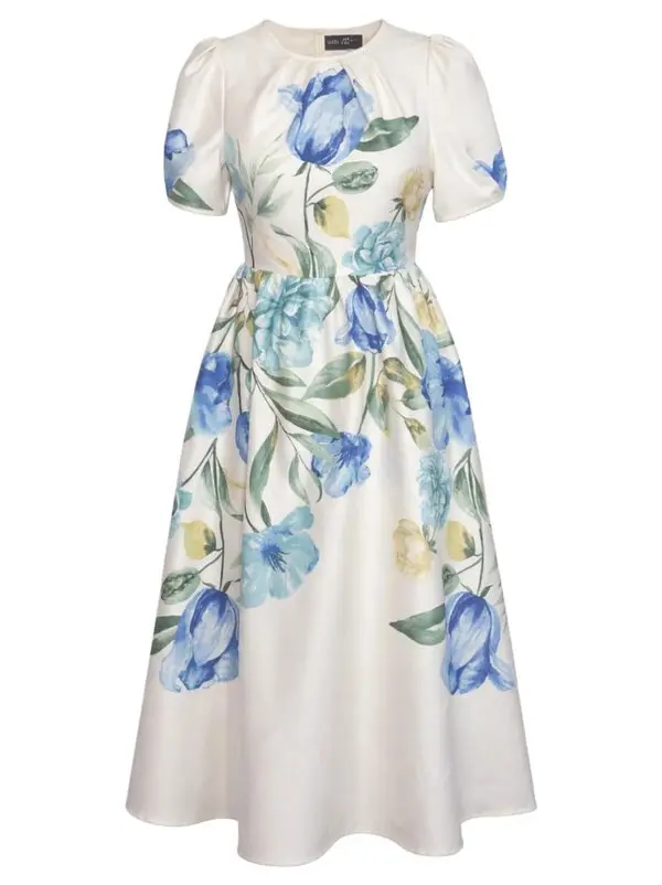 GIRL IN MIND Janet Floral Midi Dress - Blue