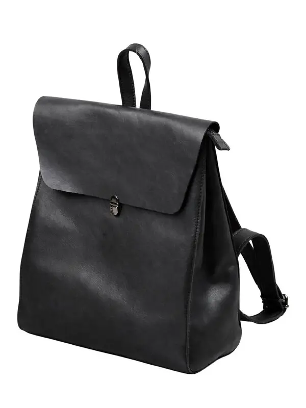 TOURI Leather Minimalist Backpack - Black