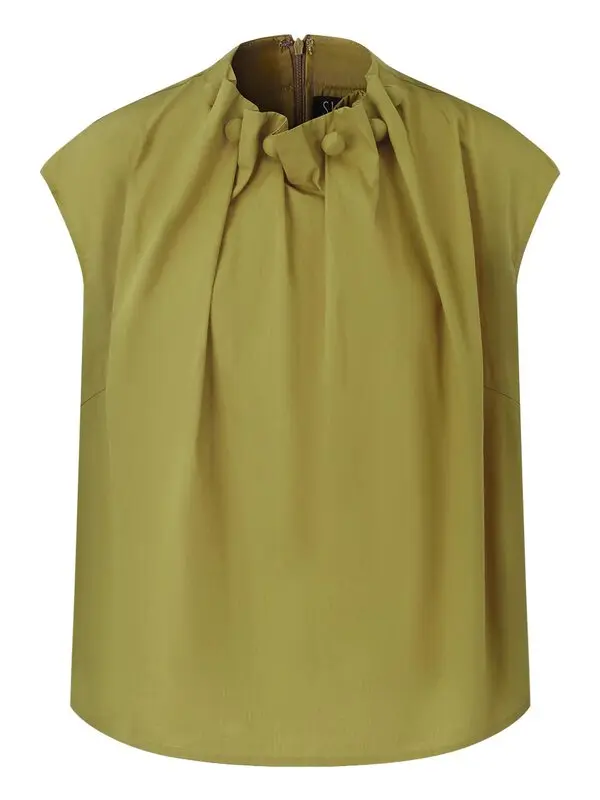 SMART AND JOY Blouse Ample À Manches Bouffantes En Coton Vert - Green