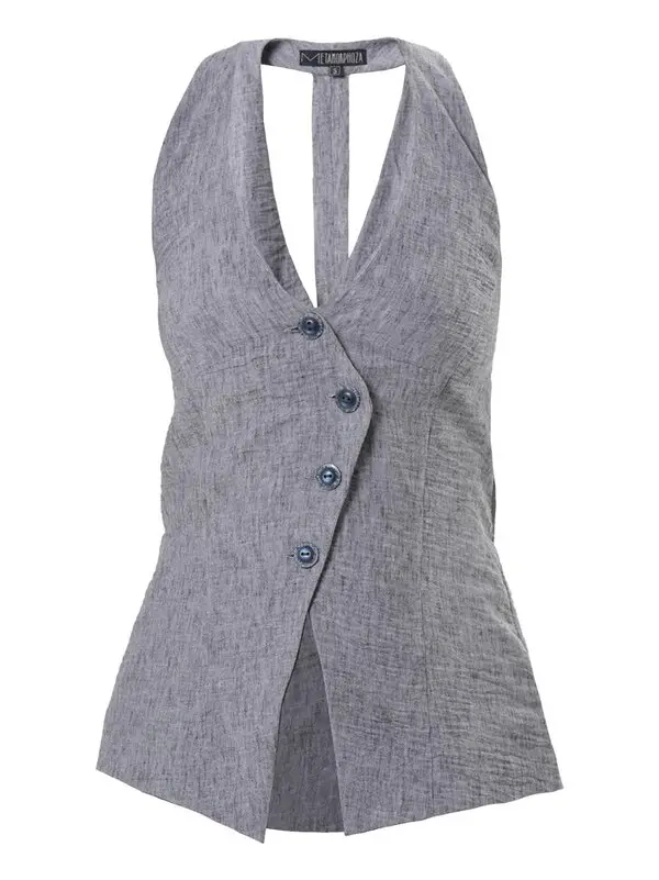 METAMORPHOZA Sleeveless Linen Top - Grey