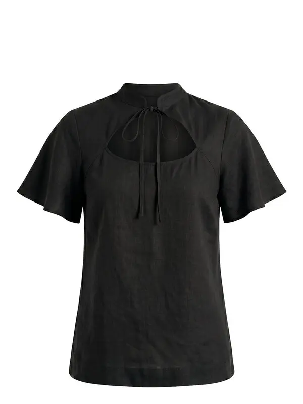 LILY AND LIONEL Camille Flutter Sleeve Top - Black