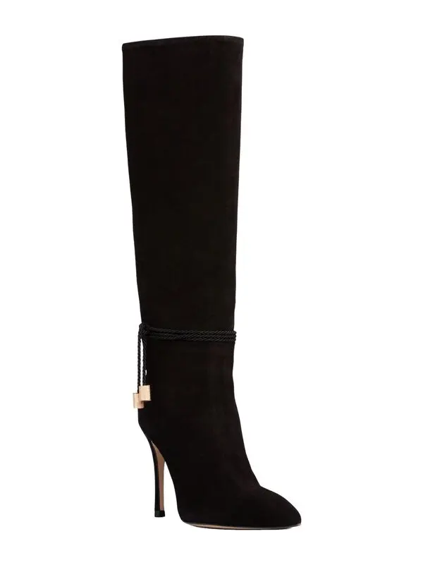 BEAUTIISOLES BY ROBYN SHREIBER Lindsay Suede Knee High Boot Comfortable Valentine Stiletto - Black