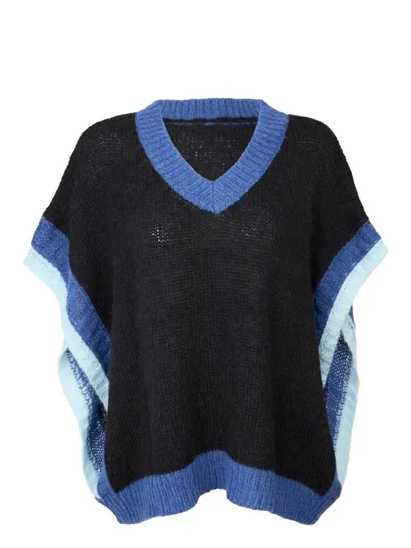 Saachi Colorblock Knit Sweater Vest - Black