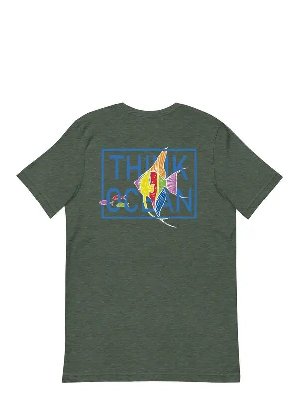 ANCHOR & CREW Forest Think Ocean Fish Fluorescence Cotton Embroidered T-shirt - Green