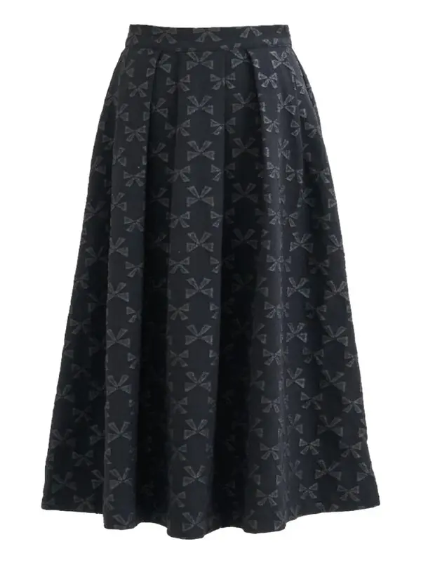 LOUCHE Belita Bow Jacquard Midi Skirt - Black