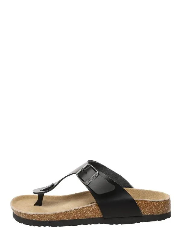 EVERAU AUSTRALIA Flamingo Leather Toe Thong Sandals - Black