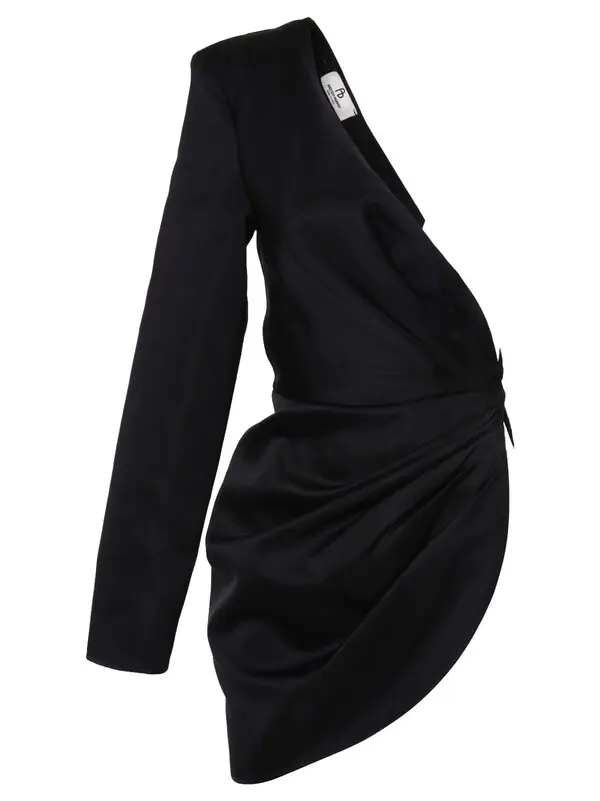 BRENDA AGRADI One-shoulder Evening Party Mini Dress The Sculpture - Black