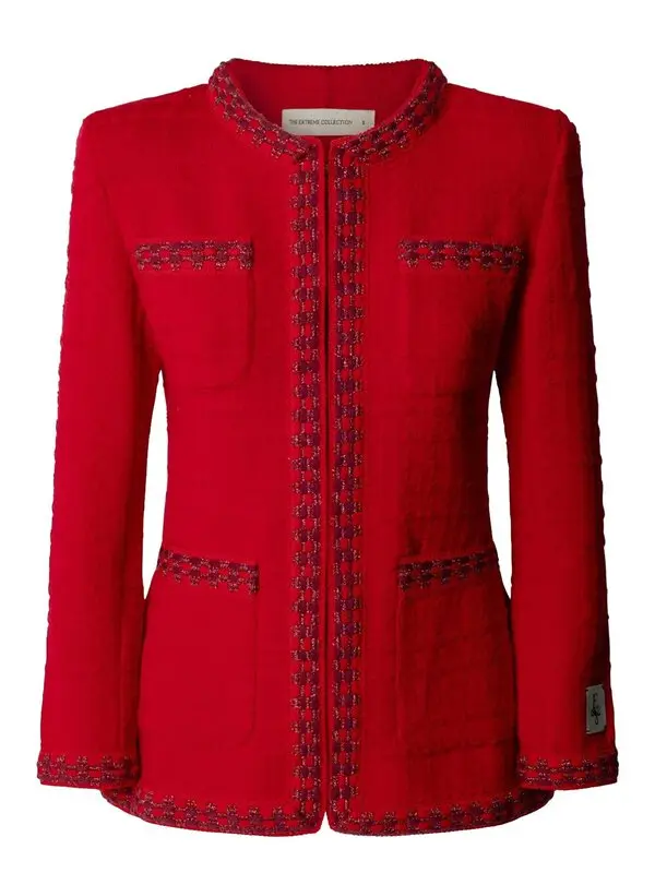 THE EXTREME COLLECTION Knit Jacket With Geometric Braiding Structu - Red