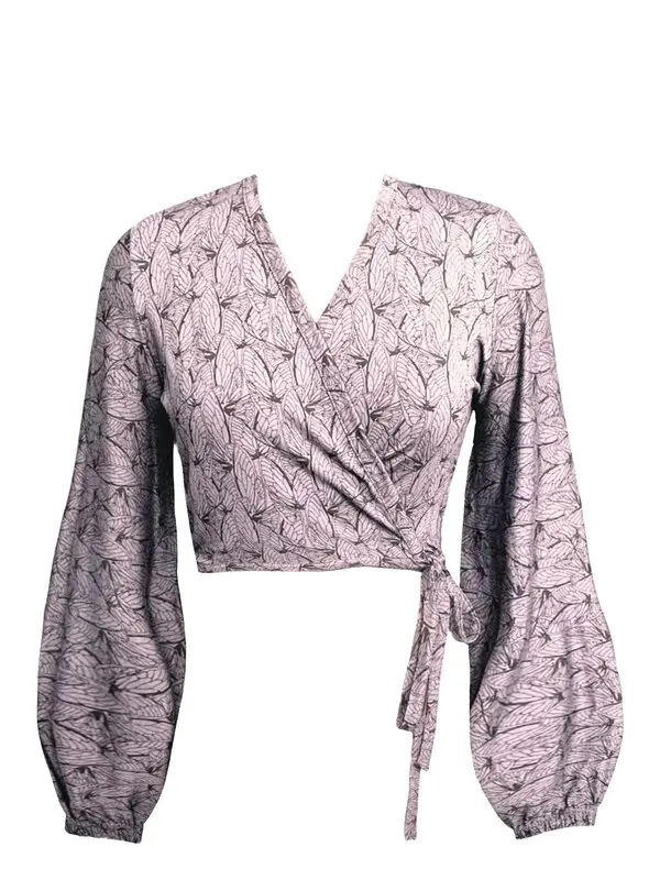 FROCK TALES Kenza Wrap Top In Wings And Black Print - Pink