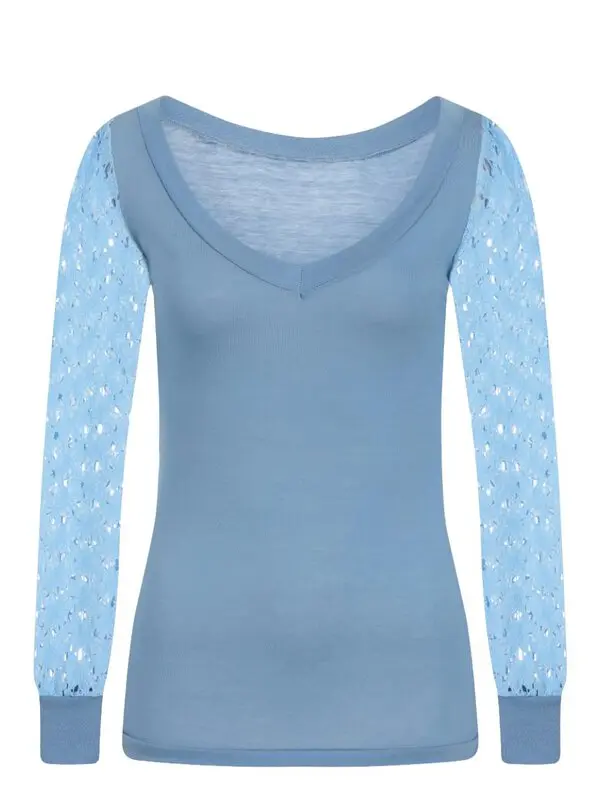 SOPHIE CAMERON DAVIES Lace Sleeve Top - Blue