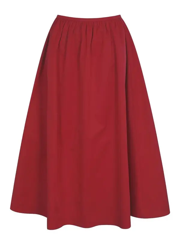 MISS CIRCLE NEW YORK Ursel Crimson Gathe A-line Midi Skirt - Red