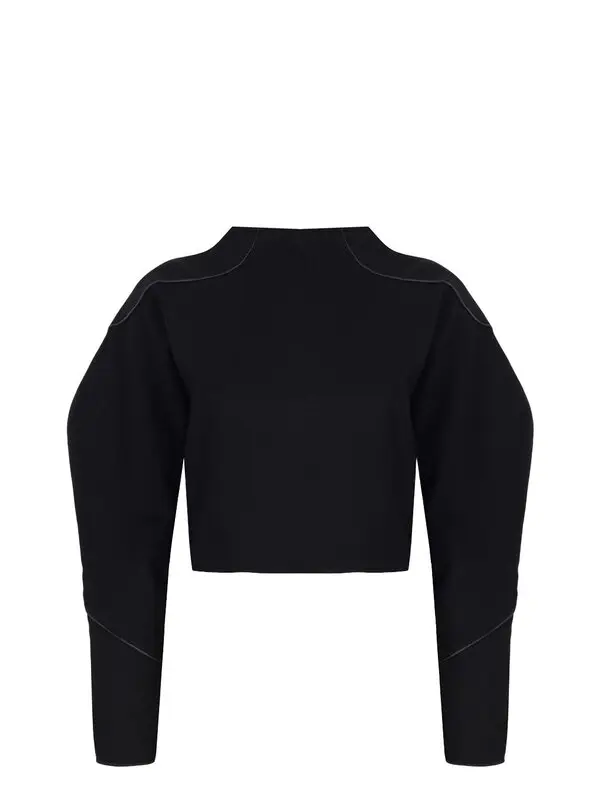 MIRIMALIST Angle Open Back Top In Sweatshirt - Black