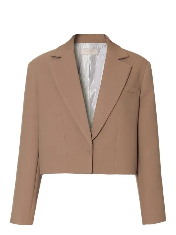 AGGI BY HALEWSKI Neutrals Amanda Classic Short Single Breasted Blazer - Beige