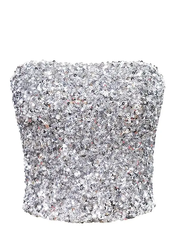 RIVIERA SOIRÉE Poppy Sequins Strapless Top - Silver