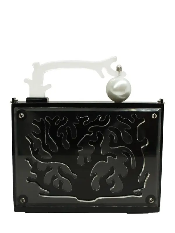 GISSA BICALHO Acrylic Handmade Bag Clutch Coral Branch - Black