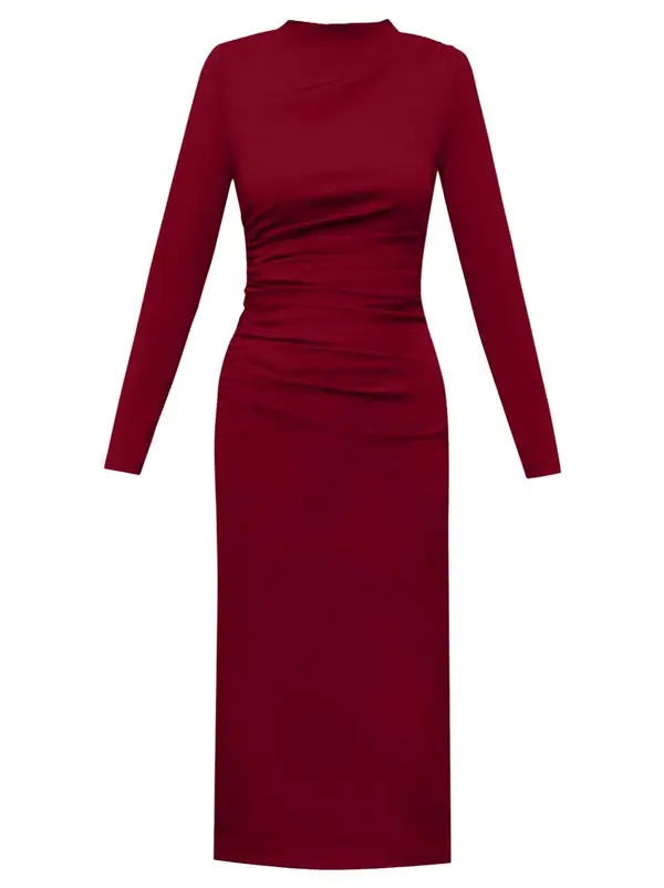 ALINA CERNATESCU Kaira Dark Mini Cocktail And Office Lyocell Draped Bodycon Dress - Red