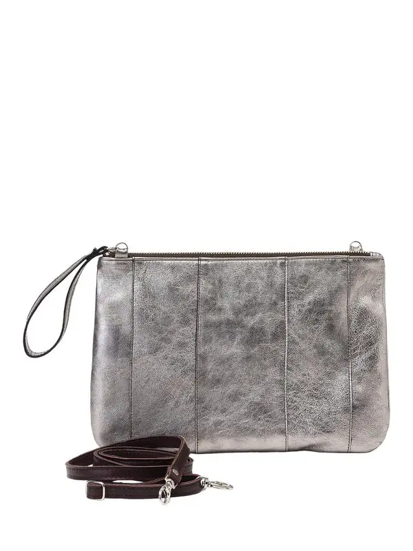 JUAN-JO Leather Clutch Glam - Silver