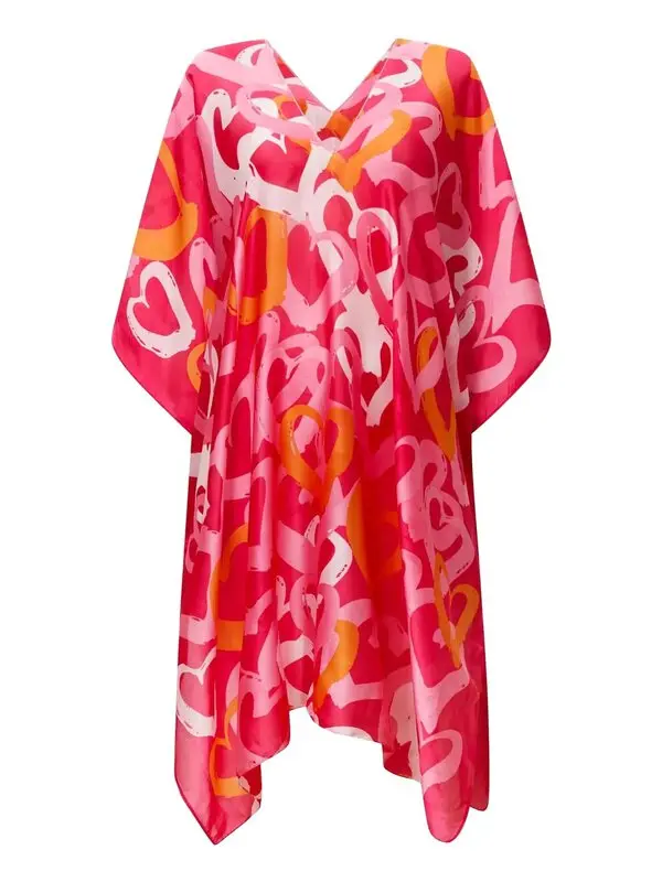 JAMES LAKELAND Heart Print Kaftan - Red
