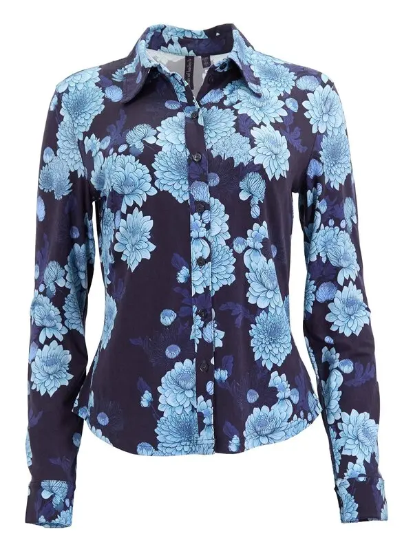 LORDS OF HARLECH Stephanie Serious Floral Shirt Navy - Blue