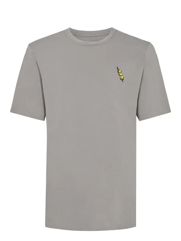 INGMARSON Olives Embroidered Organic Cotton T-shirt - Grey
