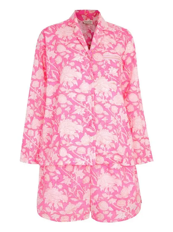 NOLOGO-CHIC Hand Printed Shorts Pj's Hibiscus - Pink