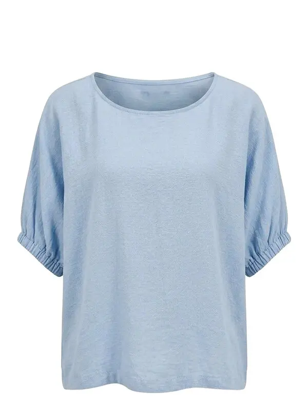 JAMES LAKELAND Relaxed Gathered Sleeve Top – Powder - Blue
