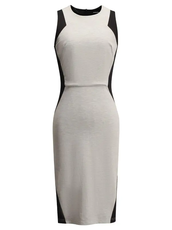 SMART AND JOY Bi-color Block Bodycon Short Dress - Grey