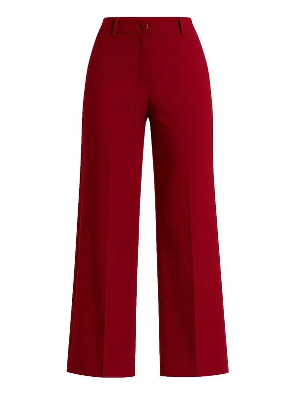 TANTRA SPAIN SL Straight-cut Dress Trousers With Waistband, Burgandy - Red