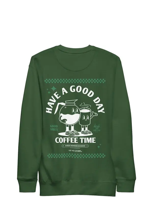 ANCHOR & CREW Forest Gustatory Have A Good Day Cotton Blend Embroidered Sweatshirt - Green