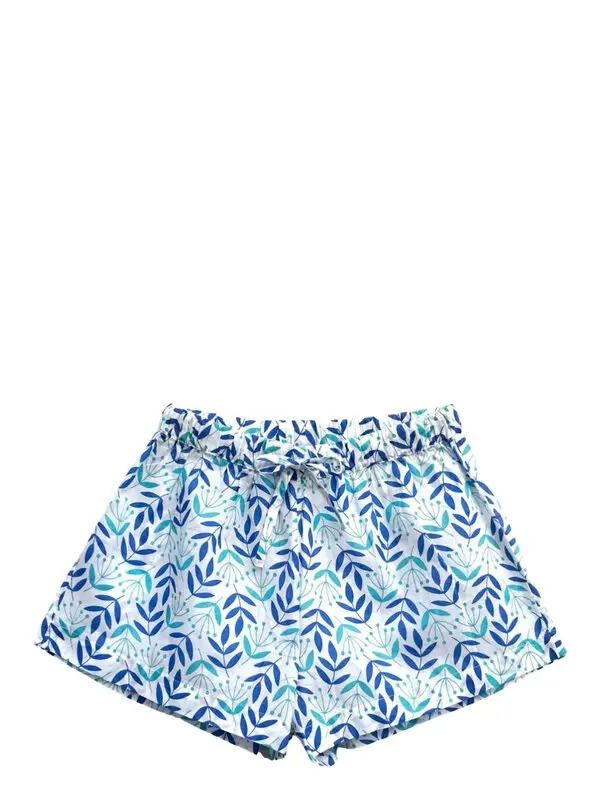 LIME TREE DESIGN Leaf & Bud Sleep Shorts In Turquoise - Blue