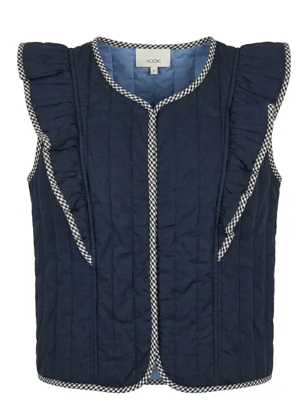 NOOKI DESIGN Aster Padded Frill Gilet Dark Navy - Blue