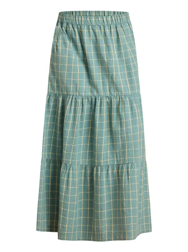 KNOWN SUPPLY Tiered Checkered Skirt Haylea Mermaid/blonde - Blue
