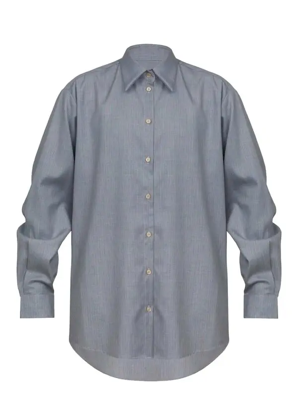 VAN BRUSSEL Lennon Collared Shirt In Stripe - Grey