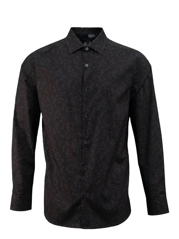 LORDS OF HARLECH Nigel Perugia Paisley Shirt - Black
