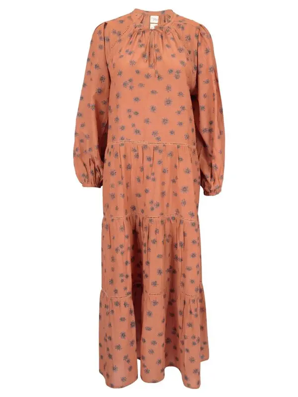 EM & SHI Cinnamon Daisy Tiered Dress - Brown