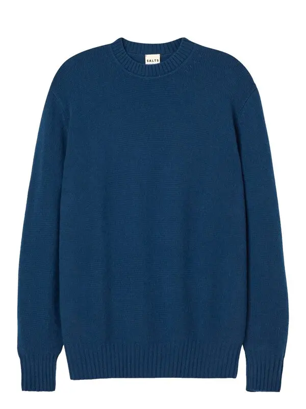 SALTS CASHMERE Lofty Knit Crew Neck Sweater Rich - Blue
