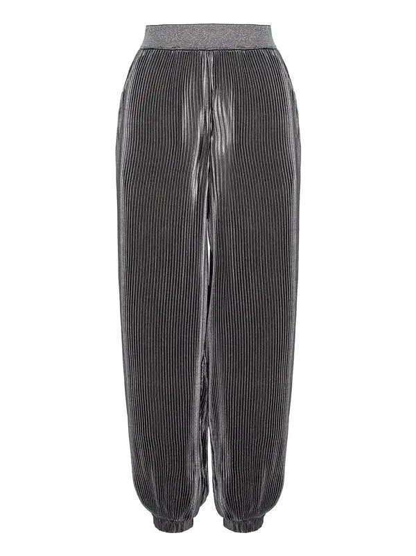 SILVIA SERBAN Pleated Voile Harem Trousers - Silver