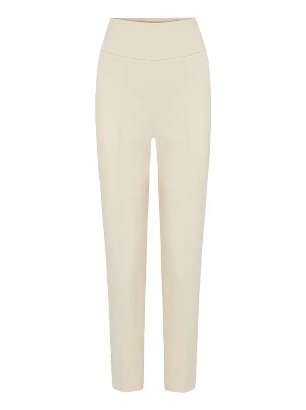 EXQUISE Neutrals Straight Fit Back Detail Trousers Ecru - Beige